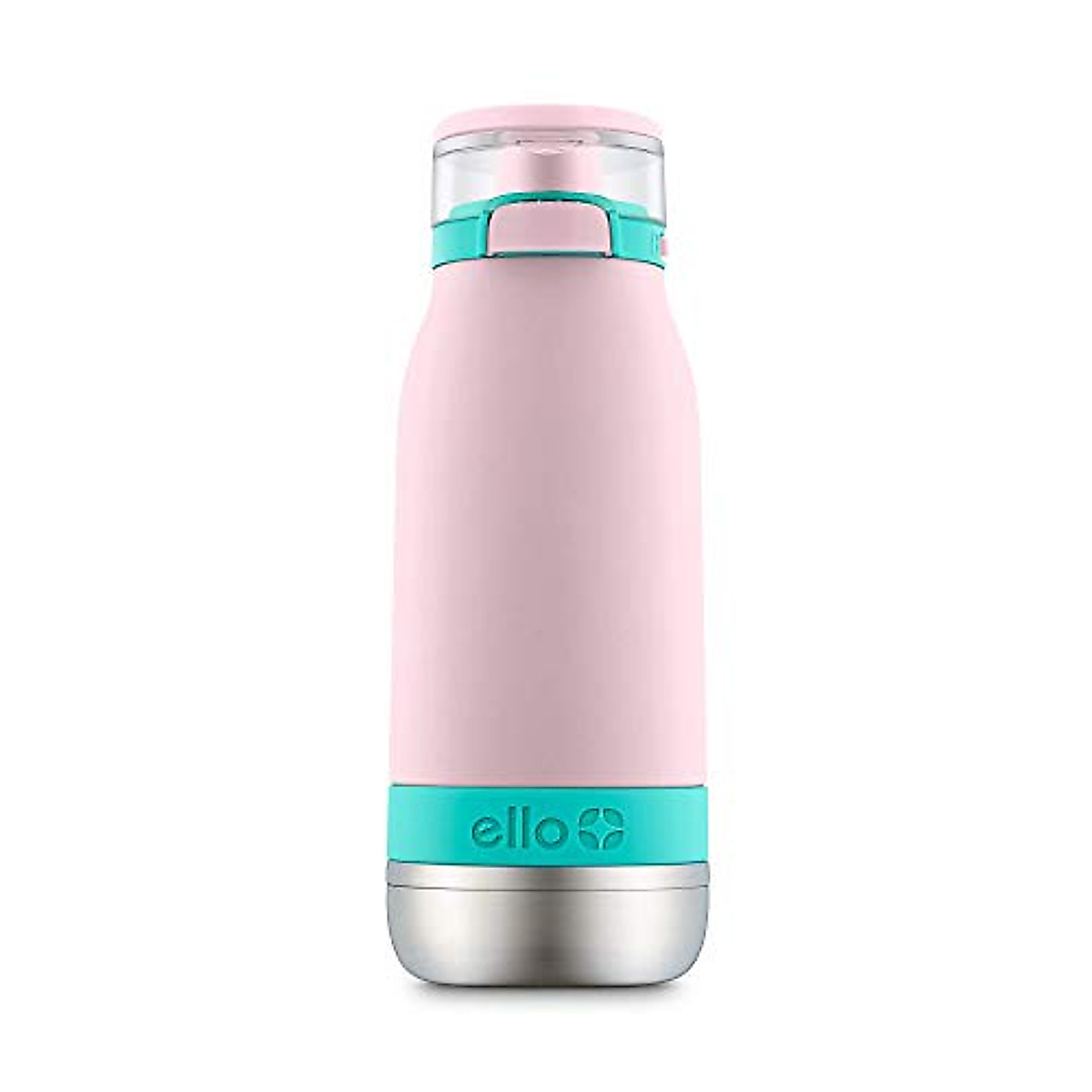 Ello Emma Vacuum Insulated Stainless Steel Water Bottle with Locking Leak Proof Lid and Soft Straw, BPA Free, Cotton Candy, 14oz