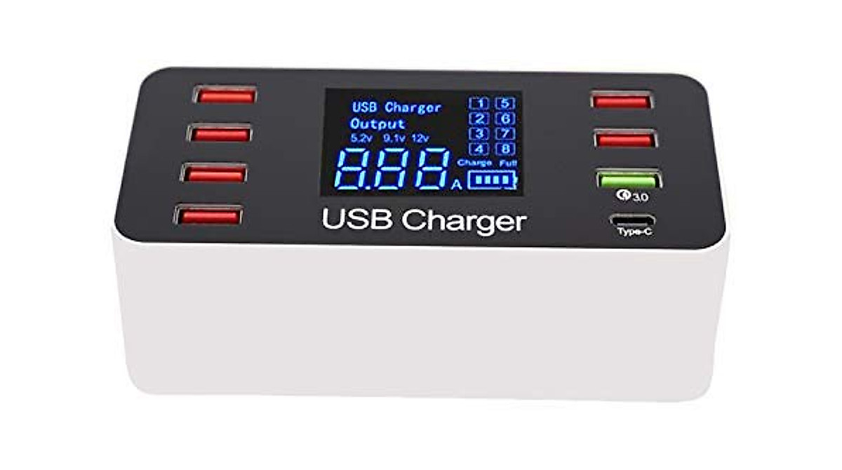 Multi USB 8-Port Charging Hub with Quick Charge 3.0 & LCD Display