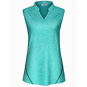 Vldnery Womens Polo Apparel Tops Moisture Wicking Athletic Workout Plus Size Sleeveless Tops Green (3XL)