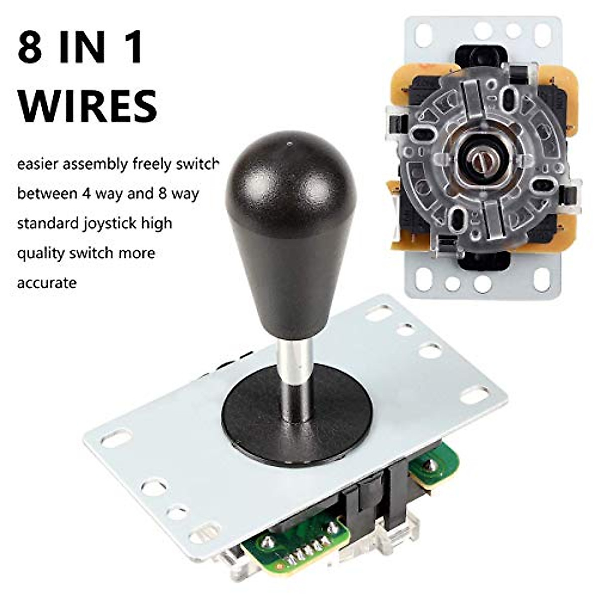 Fosiya Arcade Joystick 4 8 Ways Bat Top Ball Joystick for PC PS3 Xbox 360 Arcade1up Games Console Kit Parts (Black)