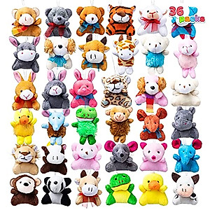 JOYIN 36 Pack Mini Animal Plush Toy Assortment (36 Units 3" Each),Bulk Stuffed Animals Party Favors for Kids, Small Animals Plush Keychain Decoration, Carnival Prizes