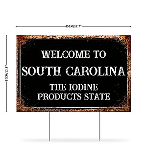 Augwed Welcome to South Carolina The Iodine Products State Yard Signs South Carolina State Yard Sign with Stake 12x18in Weatherproof Yard Signs Garden Party Supplies Lawn Outdoor Decor