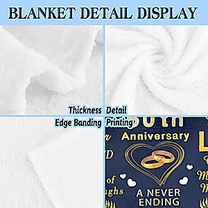Happy 50th Wedding Blanket for Couple,50 Years of Marriage Gifts for Golden Anniversary,Parents by Years for Dad, Mom, Grandpa, Grandma, Grandparents 50X60 in -Blue