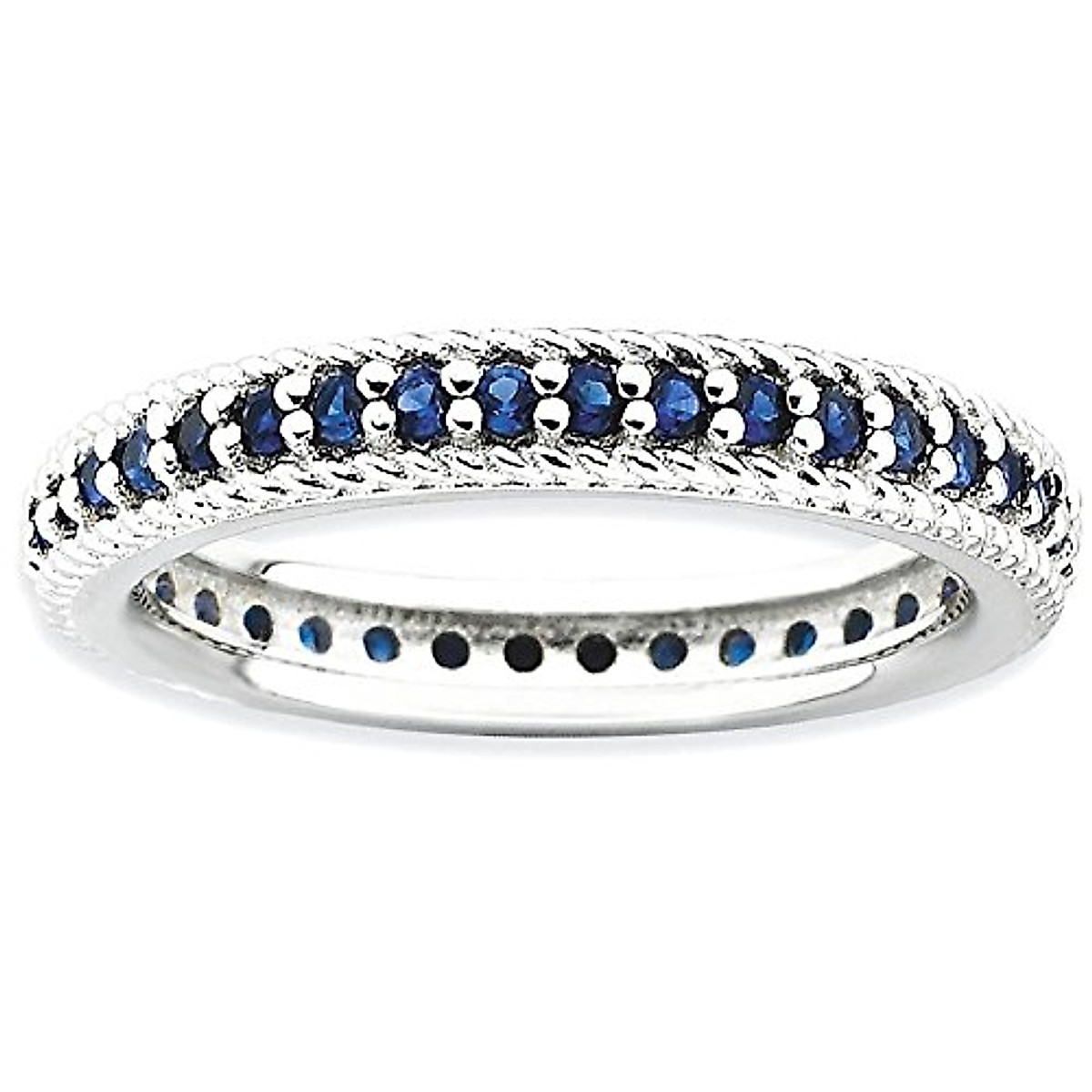 IceCarats 925 Sterling Silver Created Blue Sapphire Eternity Stackable Ring Gemstone Band September Birthstone Jewelry Size 8