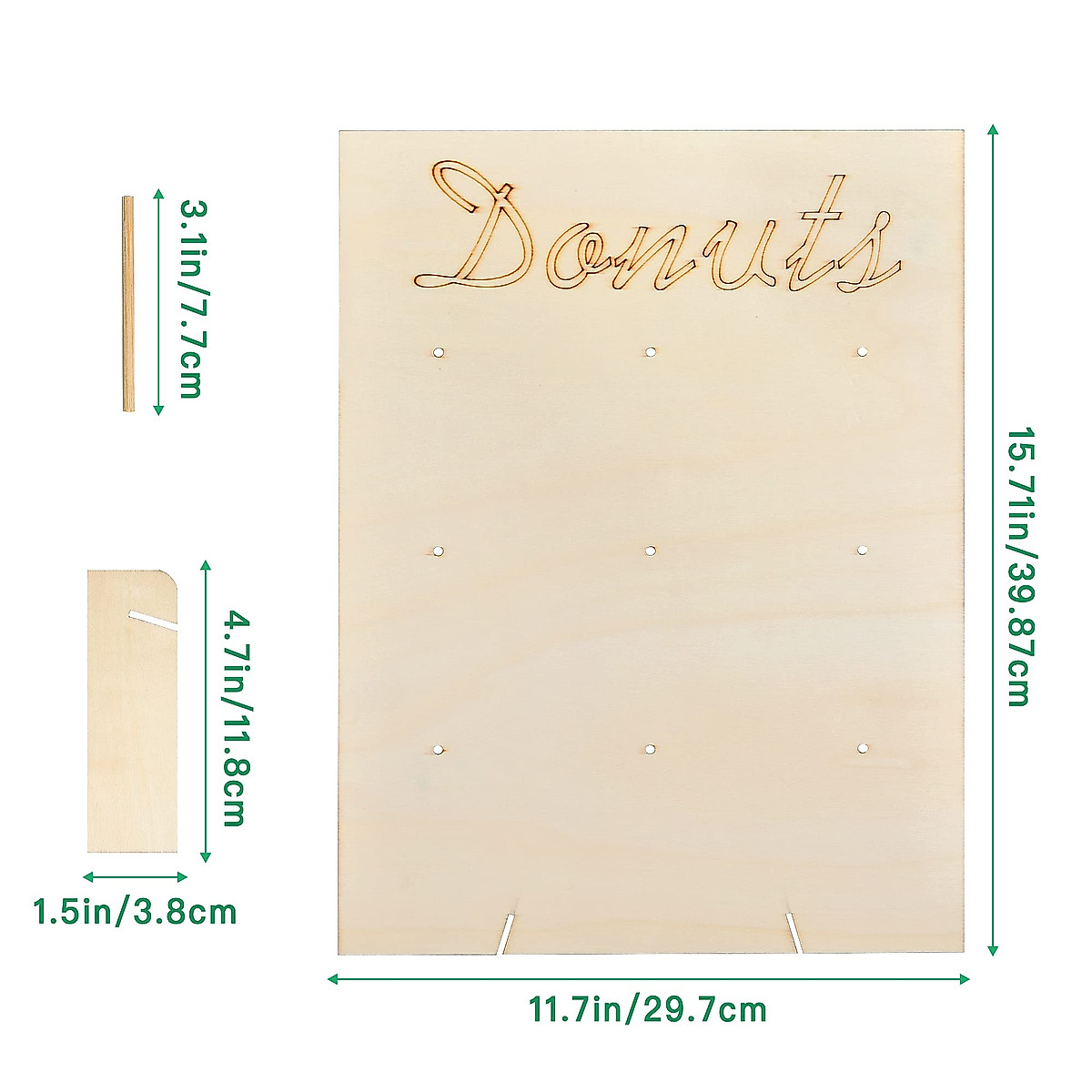 Akamino 2 Pieces Donut Display Wall Stand Wood Doughnut Holder Reusable Donut Wall with Feet for 9 Donuts Dessert Table Decoration Supplies for Weddings,Birthday Parties,Baby Showers