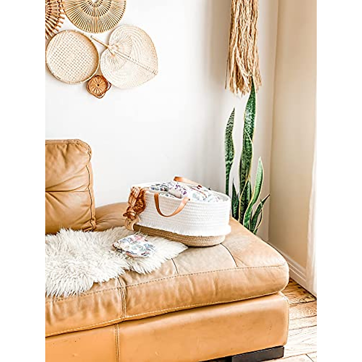 COASTFULLY YOURS Large Diaper Caddy, Portable Nursery and Car Storage Bin,Changing table diaper storage caddy with Removable dividers. Boho Nursery Decor. Gender Neutral Diaper storage