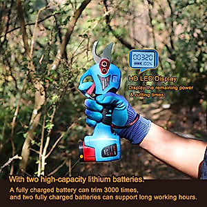KOMOK Cordless Electric Pruning Shears, 2 Rechargeable Battery Powered Pruners Fruit Tree Branches Cutter with LED, 16.8V 25mm/1" Cutting Diameter, 6-8 Working Hours Good for Arthritis Hand