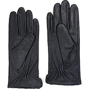 ZLUXURQ Luxury Italian Soft Leather Gloves for Women in Black - Genuine SheepSkin Leather Women’s Cold Weather Gloves Fleece Lined