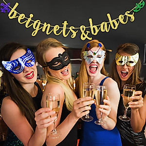 Beignets & Babes Banner, Nola Bachelorette Party Decorations, New Orleans Bachelorette Decorations, Pre-Strung Supplies for Beignets and Besties, Bridal Showers, Gold Glitter