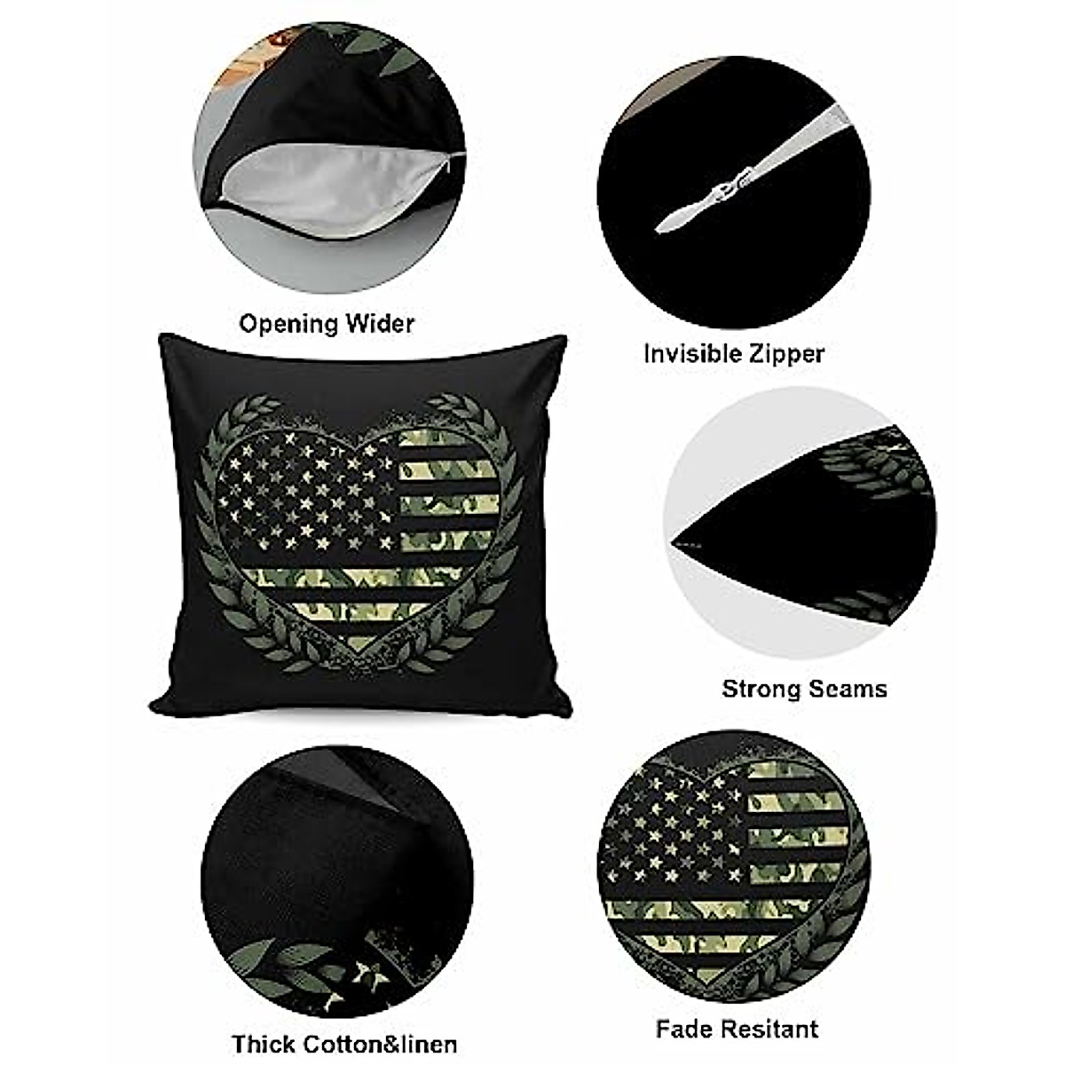 applebless Set of 2 Throw Pillow Covers Square for Home Decor, Camo 18x18 Inch Cotton Reversible Pillow Case Sofa Soft Cushion Cases for Bedroom Couch Bed Car Chair