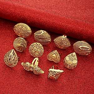 CB Gold Jewelry Dubai Golden Ring Engagement Adjustable Size Finger for Ethiopian African Nigerian Design