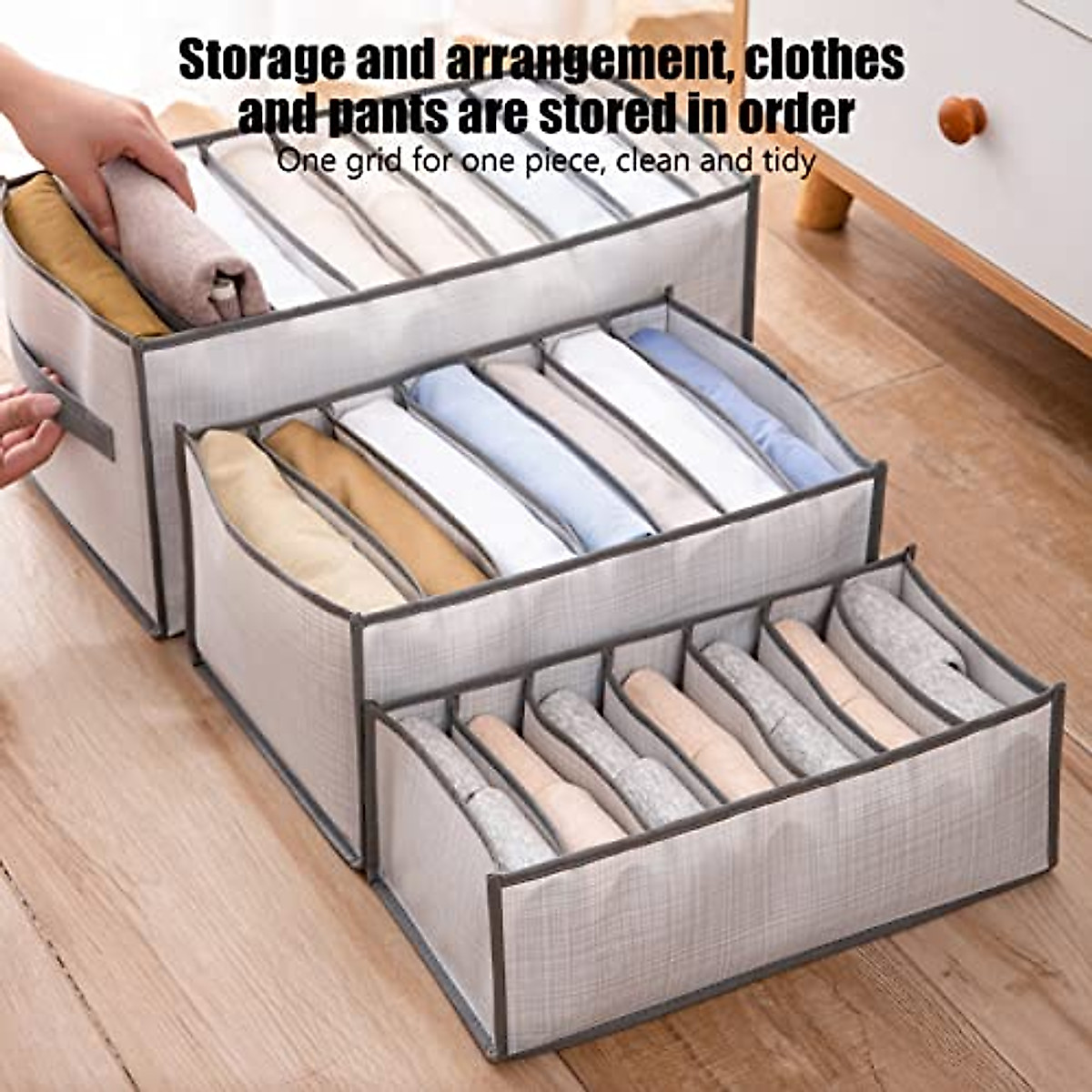 plplaaoo Clothes Drawer Organizer, Wardrobe Clothes Organizer, 7 Grids Large Capacity Stackable Odorless Fabrics Space Saving Clothes Storage Organizer for Bedroom Dorm Room(White)