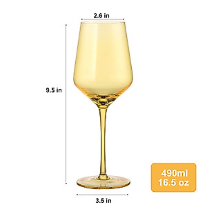 Mongshin 16 oz Premium Multi-Color Stemmed Wine Glasses -Colored Wine Glasses Gift for Wedding, Mothers -Luxury,Durable,Colourful Glasses Collection(set of 4)