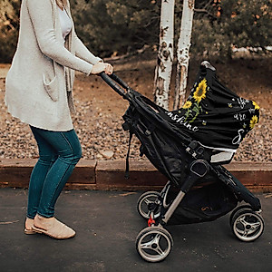 Baby Car Seat Covers Sunflowers, Nursing Cover Breastfeeding Scarf/Shawl, Infant Carseat Canopy, Stretchy Soft Breathable Multi-use Cover Ups, You are My Sunshine Black