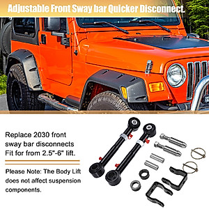 X AUTOHAUX 1 Set 2.5"-6" Adjustable Front Sway Bar Quick Disconnect End Links for Jeep Wrangler TJ 1997-2006 for Cherokee XJ 1984-2001 Replace 2030 Swaybar Quicker Disconnect System