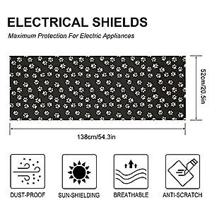 Animal Paw Print Washing Machine Dryer Top Cover Refrigerator Fridge Dust-Proof Cover with Storage Pockets Bags Sunscreen Cover Kitchen Christmas Decor