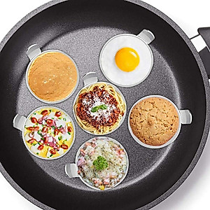 2/4/6Pcs Egg Rings Round Egg Frying Mold Pancake Shaper Stainless Steel Omelette Mould with Handle for Breakfast Camping (3.5inch/3inch)(S 4PCS)