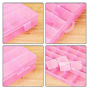 Plastic Jewelry Box Storage Organizer Container with Adjustable Dividers 36 Grids Pink