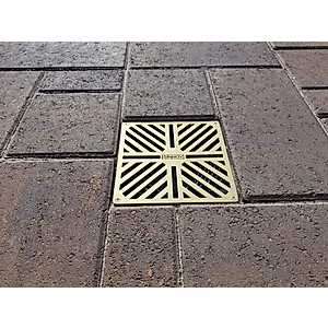 USA Made - Sinnov - 6" x 6" Premium Brass Outdoor Modern Paver Size Drain Grate - Use with both 3" or 4" Drain Pipe, PVC or Flexible Pipe (Brass)