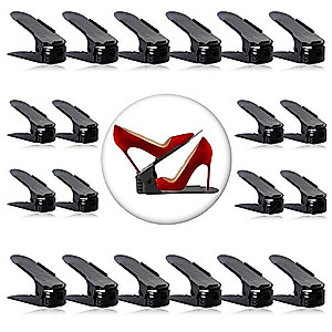 Neprock Shoe Slots Organizer, Adjustable Shoe Stacker Space Saver, Double Deck Shoe Rack Holder for Closet Organization (20-Pack)(Black)