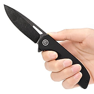 GVDV 9Cr18Mov Stainless Steel Pocket Knife with Ball Bearing Flipper, 3” Blade EDC Folding Knife for Hunting Camping Fishing, Gifts for Men Women, Medium (Black)