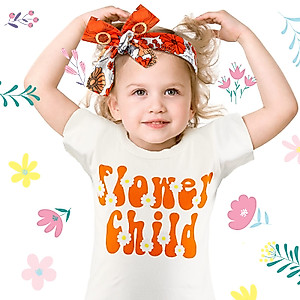 4 Pcs Toddler Baby Girl Short Sleeve T-Shirt Top Floral Flared Bell Bottom Pant Headband Sunglasses Kid Summer Outfit(Small)