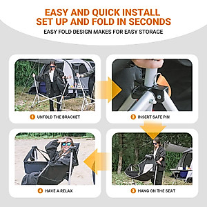 KingCamp Hammock Camping Chair Swinging Rocking Chair for Adults Lawn Beach Camp Outside Portable Folding Chair Hold Up to 264lbs with Adjustable Back Support Carrying Bag Cup Holder