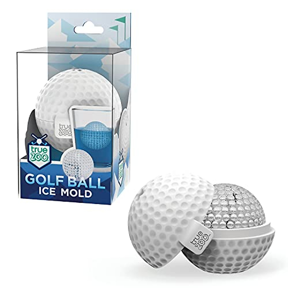 True Zoo Golf Ball Ice Mold, Dishwasher Safe Novelty Silicone 2 Inch Ice Sphere Maker for Sports Fans, Set of 1