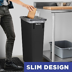 PLASTIC PRINCE (2 Pack) 23 Gallon Slim Trash Can, Commercial Gray Rectangular Garbage Can, Waste Bin for Home/Kitchen/Cabinet