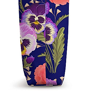 Western Pioneer Country Woman Pansy Floral Pattern with Blue Tote Bag