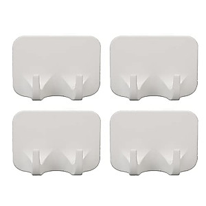 Kitchen Adhesive Hooks, Rustproof Sturdy ABS Strong Waterproof Self Adhesive Wall Hooks for Office (White)