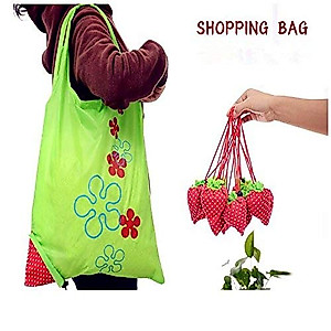 Garden Of Arts Stylish Beautiful Strawberry Eco-Friendly Nylon-Folding Shopping Bag