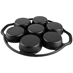 PROKITCHEN Cast Iron Muffin Tin,Cast Iron Cupcake Pan for Baking Biscuits, 7 part - bonus 2 Mini Oven Gloves