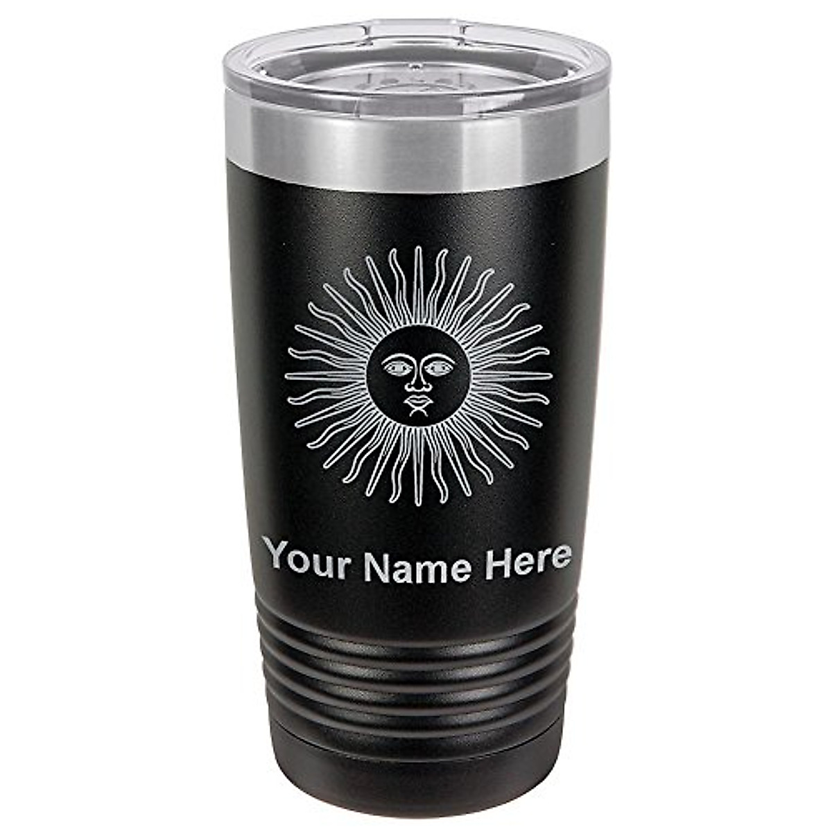LaserGram 20oz Vacuum Insulated Tumbler Mug, Flag of Argentina, Personalized Engraving Included (Black)