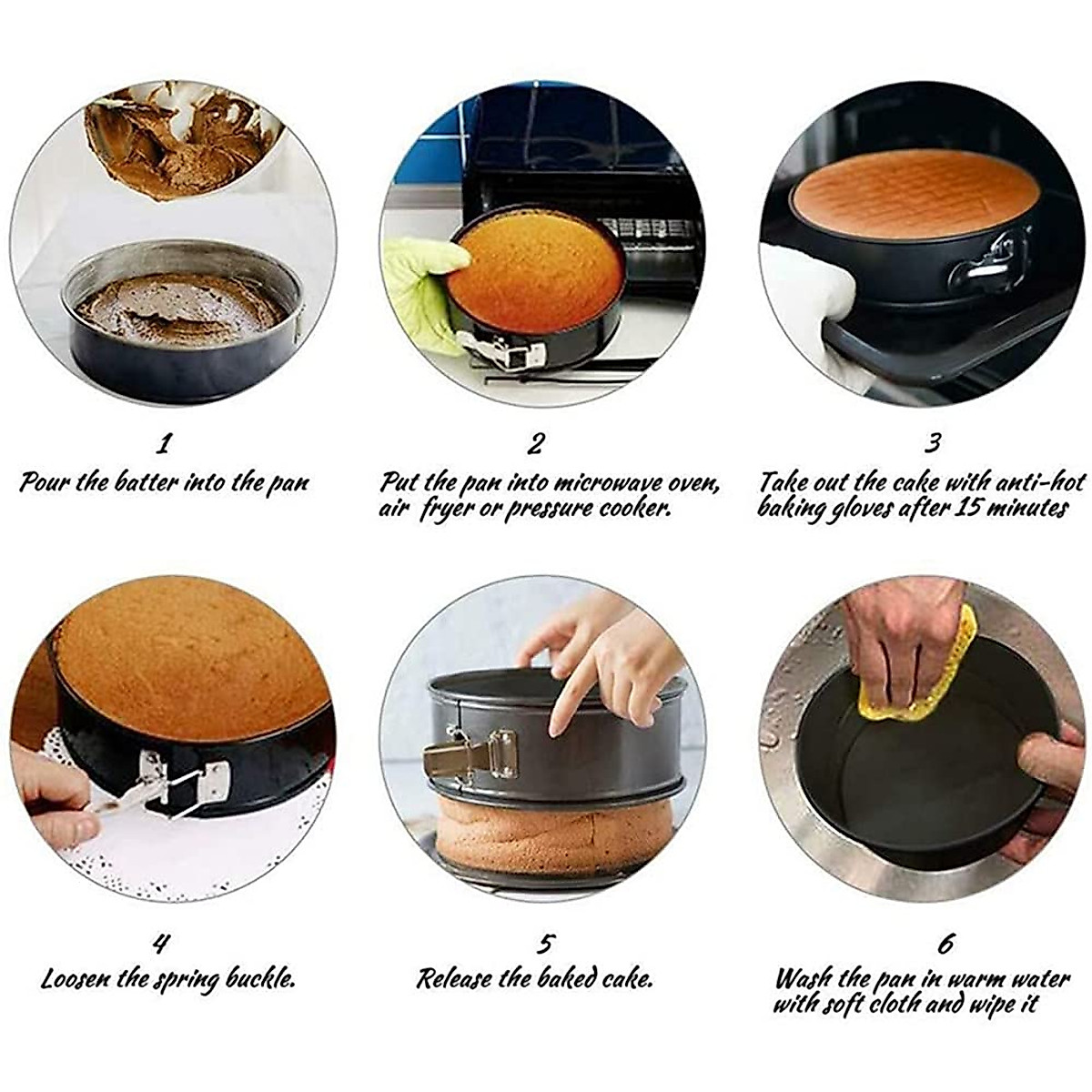 XIGUI Cheesecake Pan, Springform Cake Pan Set - Pack Of 3, Nonstick Round Baking Pans with Removable Bottom, Cake Pans for Mini Cheesecakes, Pizzas and Quiches (4", 6", 8")