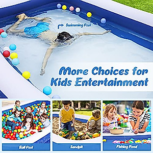 Inflatable Swimming Pool for Kids,120"x72"x22" Full-Sized Family Swim & Ball Pool for 2 3 4 5 Years Old Kids and Adults, Summer Swim Center for Garden and Backyard