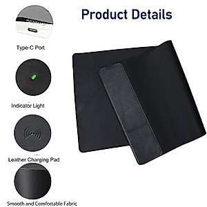 Wireless Charging RGB Gaming Mouse Pad, LED Mouse Pad 780x300x3MM, 14 Light Modes Extra Large Mousepad Non-Slip Rubber Base RGB Desk Mat for Gaming, MacBook, PC, Laptop, Desk