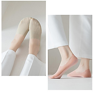 ANIDL 5 Pairs Invisible Ice Silk Breathable Socks,No Show Socks Womens Ultra Low Cut Liner Socks Non Slip Hidden for Flats Boat (Multicolor-2)