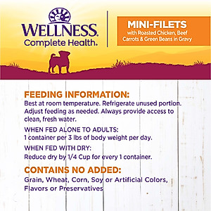 Wellness Petite Entrées Mini-Filets with Roasted Chicken, Beef, Carrots & Green Beans in Gravy, 3-Ounce Cup (Pack of 12)