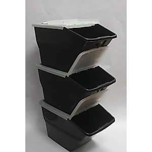 WTM BBCL- Three Pack of Stackable Bins with Hinged Lids 24 Quart Size (pack of 3)