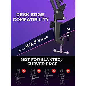 InnoGear Boom Arm Microphone Mic Stand for Blue Yeti HyperX QuadCast SoloCast Snowball Fifine Shure SM7B and other Mic, Medium