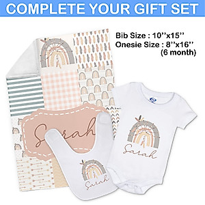 Voz Personalized Baby Blankets with Name, Customized Baby Blankets for Girls- Boho Rainbow Baby Blanket, Best Gift for Baby, Mom, born, 30 x 40 inch, Super Soft Plush Fleece (R2)