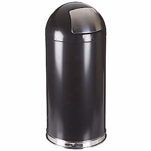 Witt Industries 15DTBK Steel 15-Gallon Standard Dome Top Indoor Waste Receptacle with Galvanized Liner, Round, 15" Diameter x 35" Height, Black