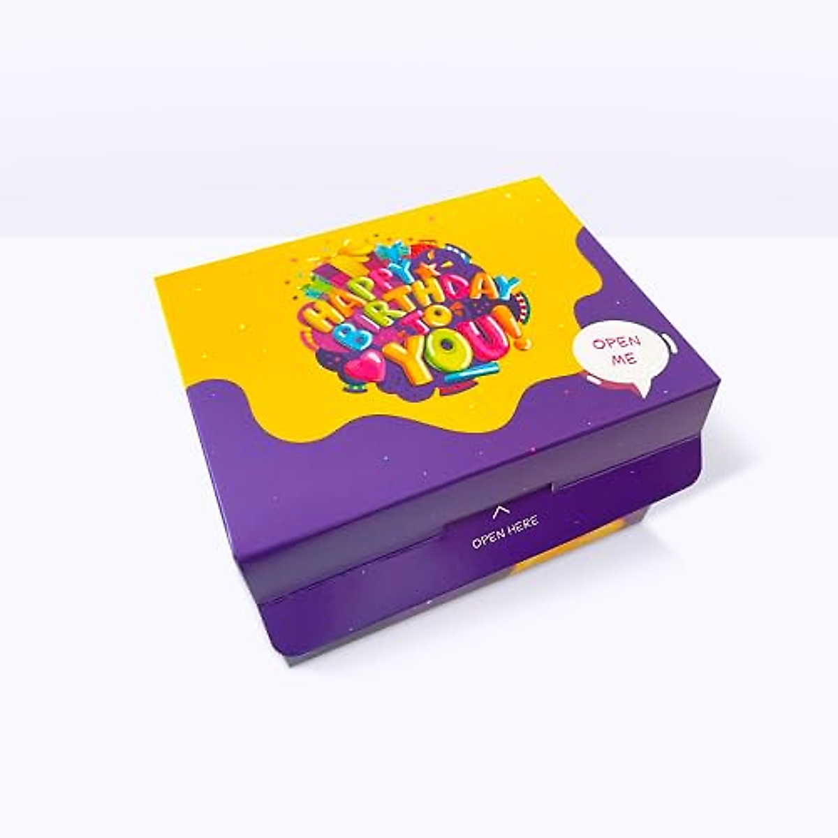 FETTIPOP Gift Box DIY (Premium Purple), Gift Box Exploding Confetti - Happy Birthday, Surprise Prank Box Pop Up 7.2x5.5x4.3 in.