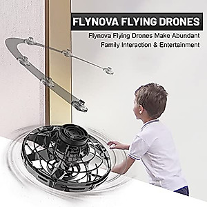 Flying Spinner Mini Drone,Hand Operated Drones for Kids Adults,Mini Flying Orb Ball with Lights,Hover Boomerang Fidget Spinner,Christmas Birthday Gifts for Boys Girls 8 9 10 11+ Indoor Outdoor (Black)