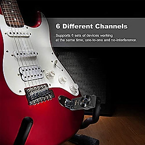 Vivlex Wireless Guitar System Guitar Transmitter Receiver Set 2.4GHz 6 Channels Wireless Audio System for Electric Guitar Bass Violin Keyboard, Built in Rechargeable Battery, 8 Hours Working Time