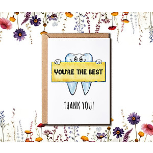 GoGiDesigns Dentist Thank You Card - You Are The Best Funny Card - Cute Tooth Card - Great Appreciation Card - Dental Thank You Card, White