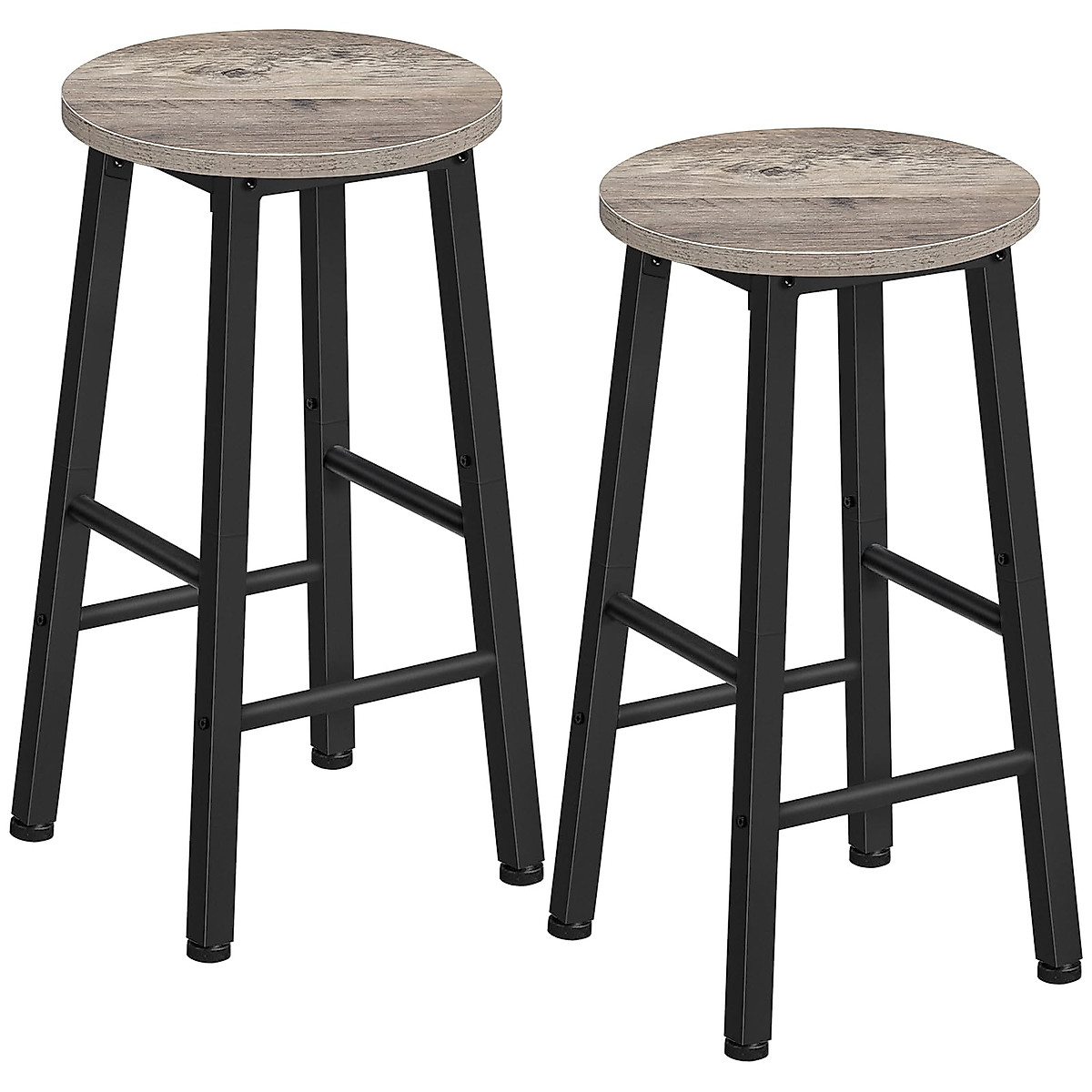 HOOBRO Bar Stools Set of 2, Counter Height Bar Stools, 25.8" Bar Stools for Kitchen Island, Industrial Kitchen Bar Chairs, for Dining Room, Kitchen, Bar, Greige and Black BG07BY01G1