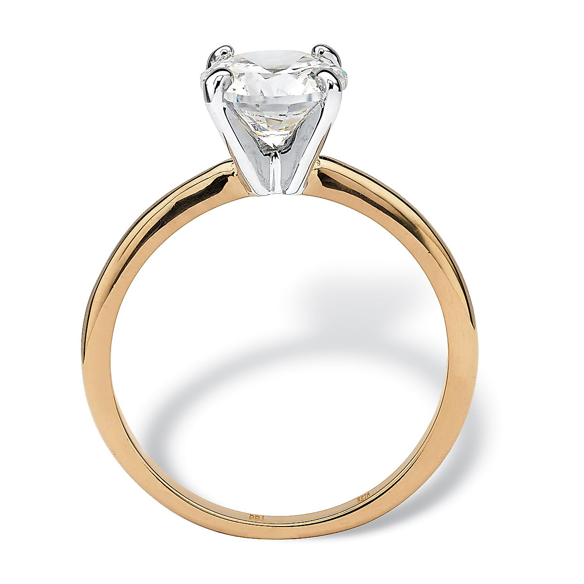 PalmBeach Yellow Gold-plated Platinum-Plated or Silvertone Round Cubic Zirconia Solitaire Engagement Ring Sizes 5-10 Size 6