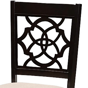 BOWERY HILL 17.9" Modern Oak Wood Dining Chair in Beige/Espresso (Set of 4)